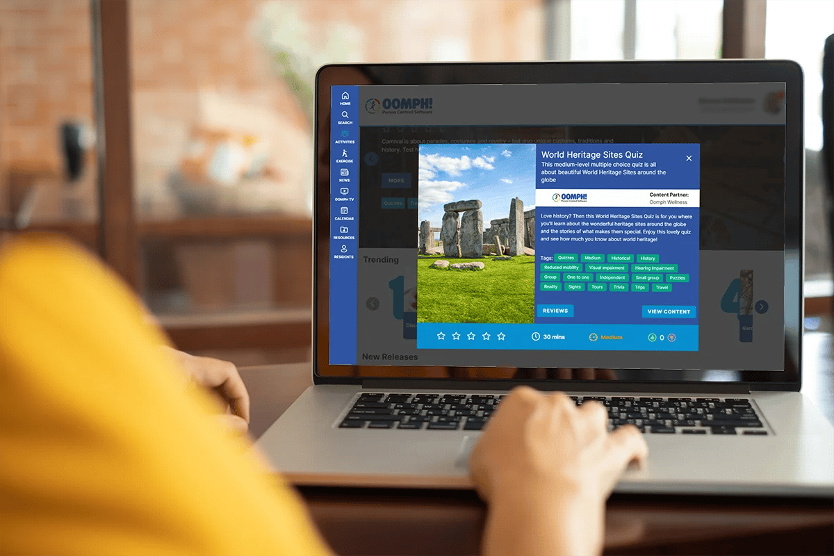 Oomph! Wellbeing & Activities Platform | Oomph! Wellbeing and Activities